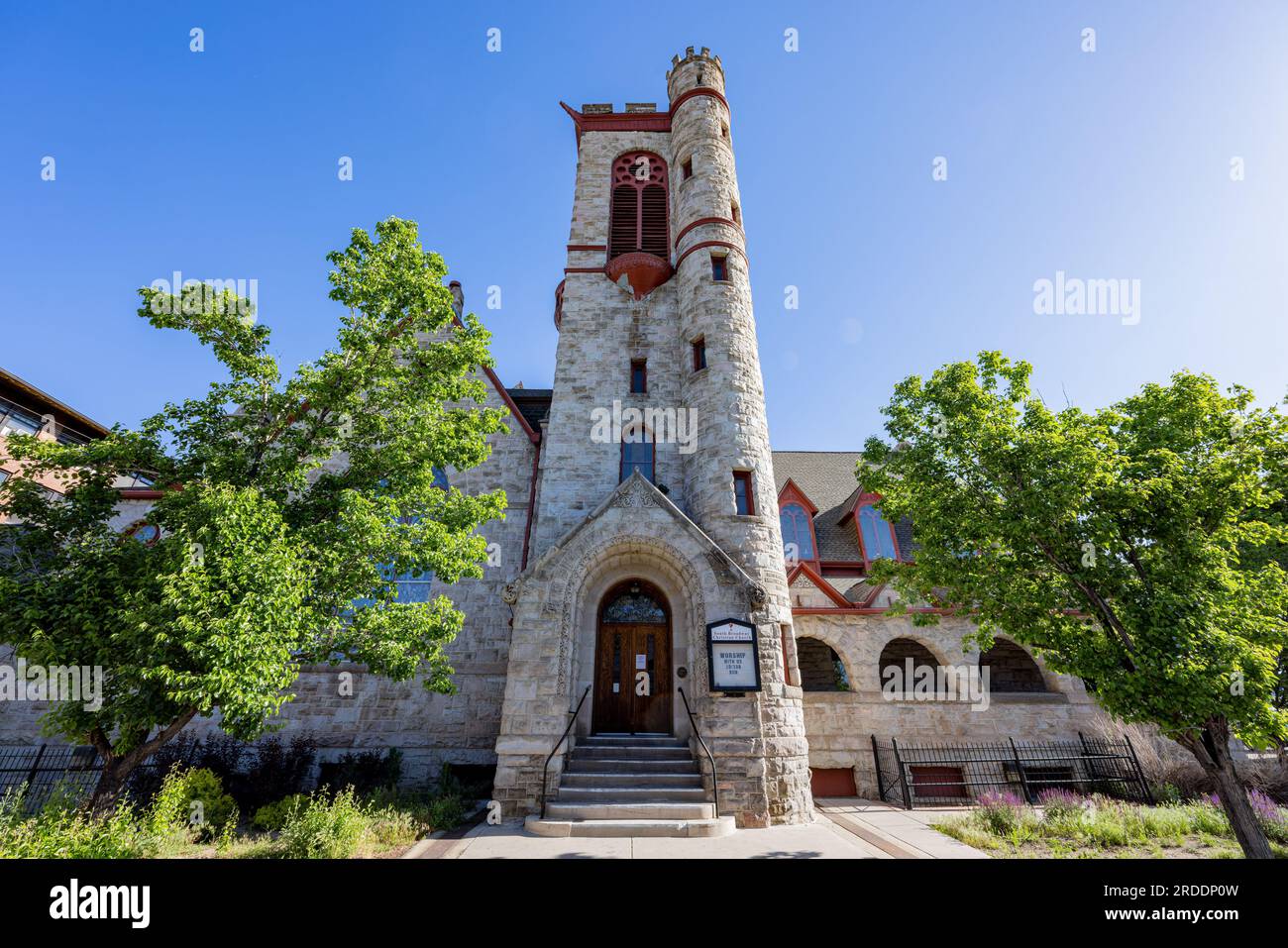 Colorado, MAY 28, 2023 - Sunny exterior view of the South Broadway ...