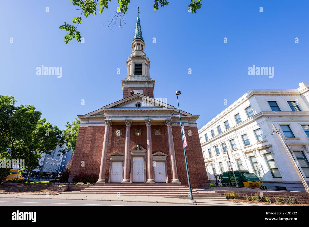 Colorado, MAY 28, 2023 - Sunny exterior view of The First Baptist ...