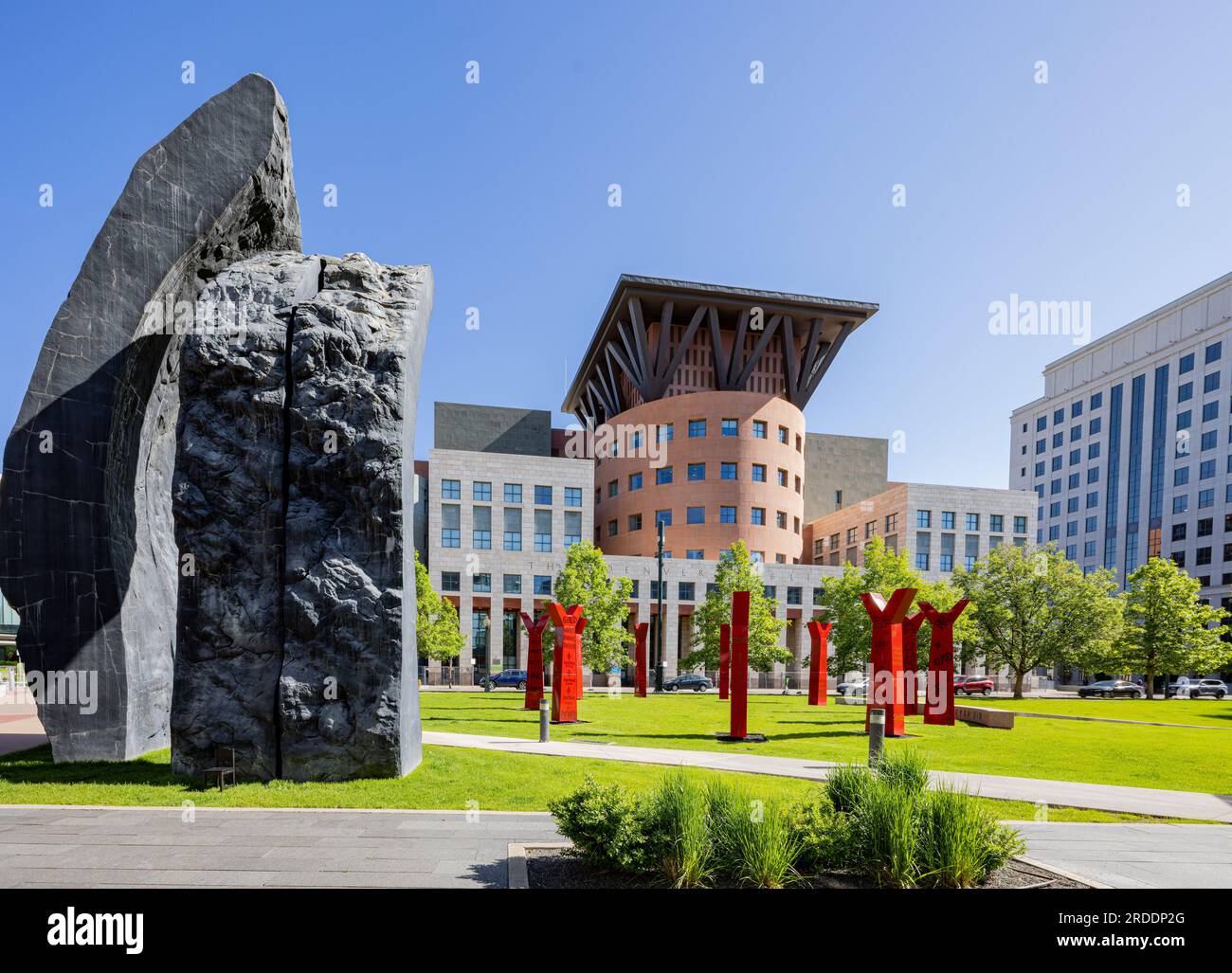 Colorado, MAY 28, 2023 - Sunny exterior view of The Denver Public ...