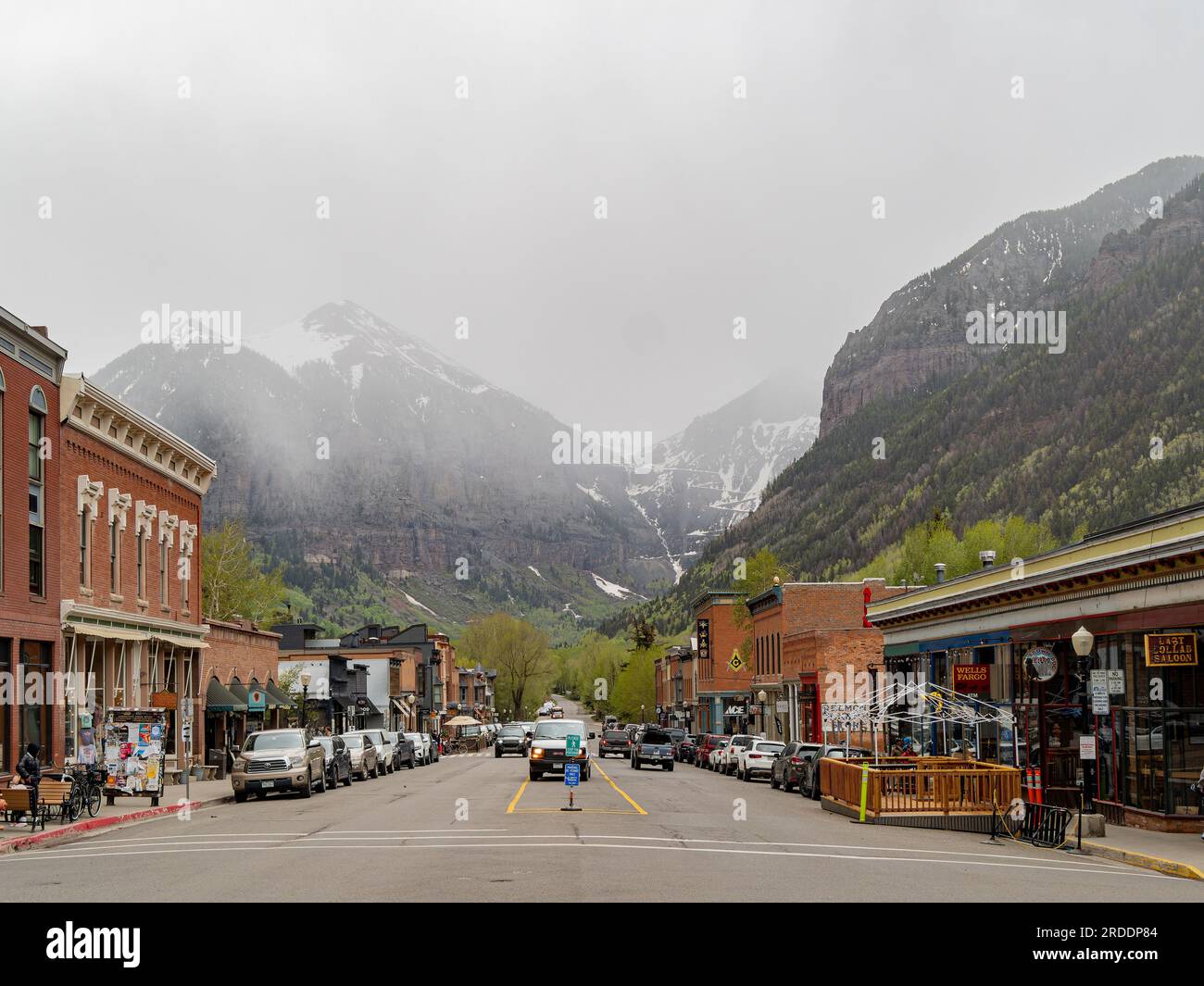 Colorado, JUN 7, 2023 - Cloudy view of the Telluride town Stock Photo ...