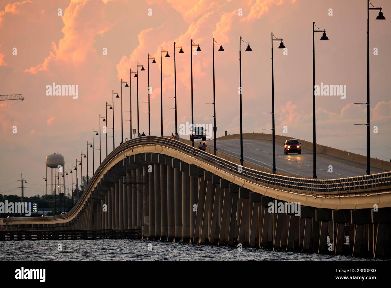 Barron Collier Bridge and Gilchrist Bridge in Florida with moving ...