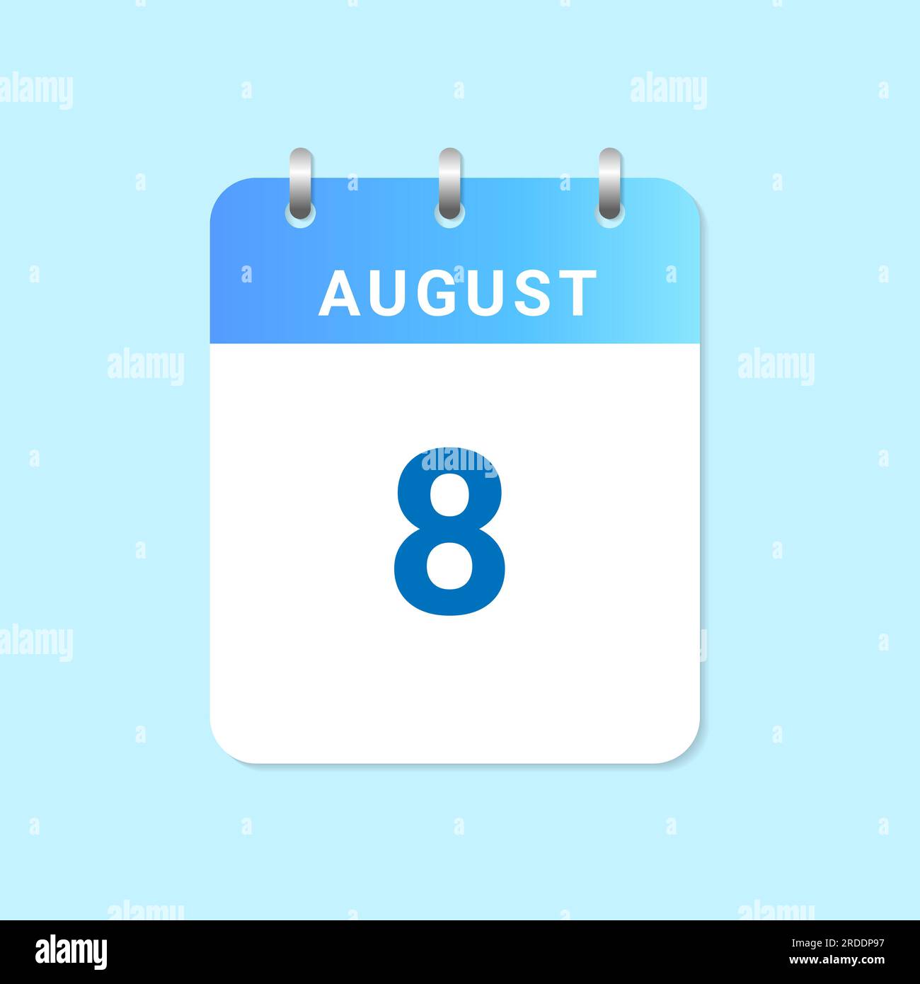 Daily calendar 8th of August month on white paper note. vector Stock ... Daily calendar 8th of August month on white paper note. vector Stock ...