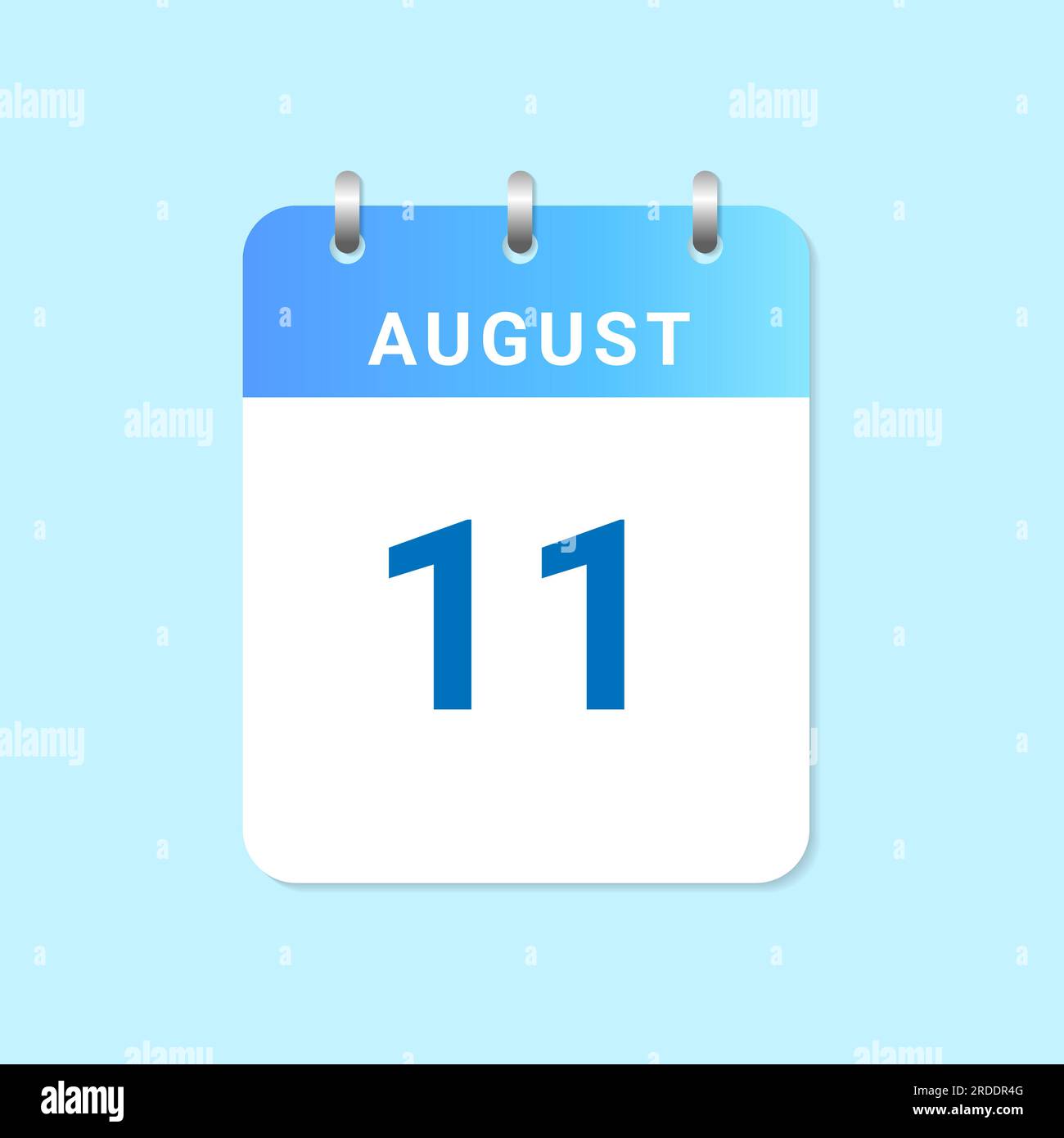 Daily calendar 11th of August month on white paper note. vector Stock ...