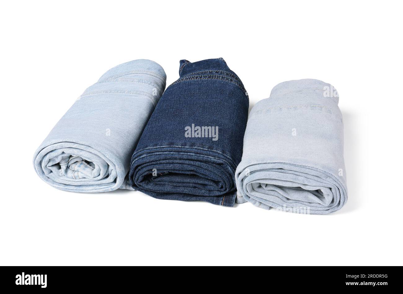 Different stylish rolled jeans isolated on white Stock Photo - Alamy