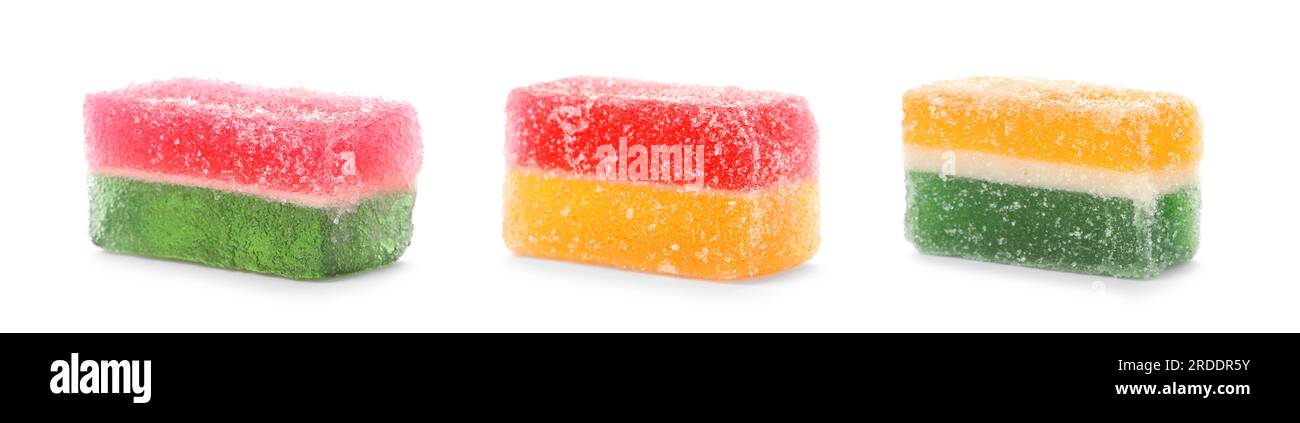 Set of sweet chewy candies isolated on white Stock Photo - Alamy