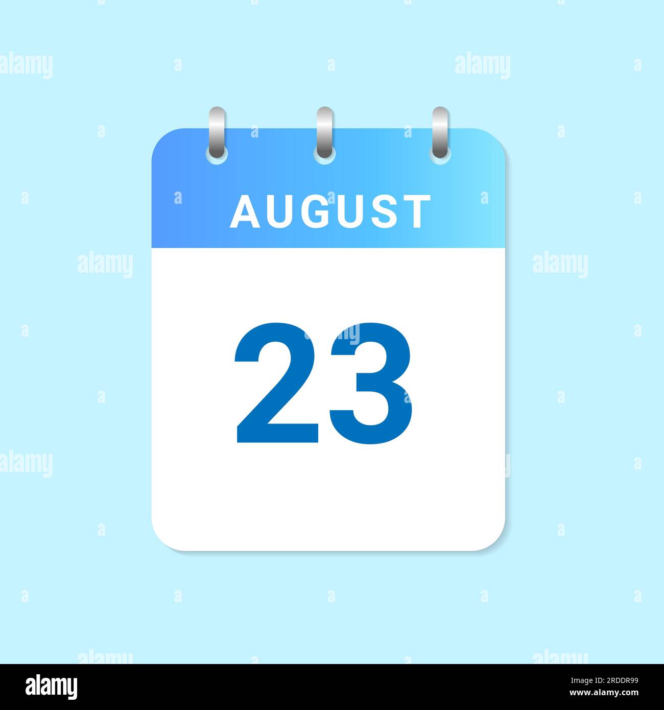 Daily calendar 23rd of August month on white paper note. vector Stock ...