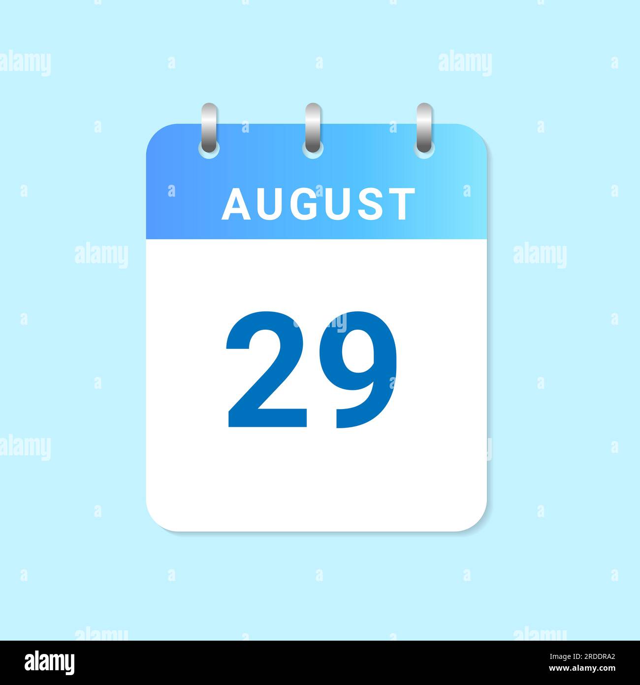 Daily calendar 29th of August month on white paper note. Vector file ...