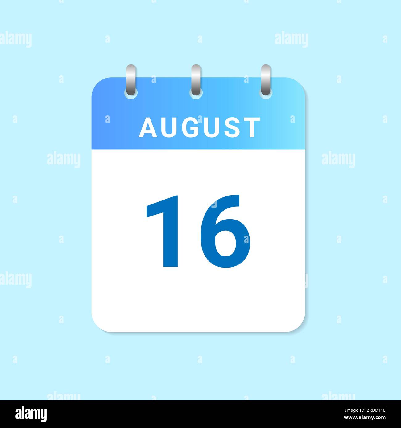 Daily calendar 16th of August month on white paper note Stock Vector ...