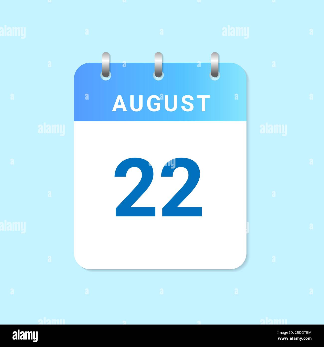 Daily calendar 22nd of August month on white paper note. vector Stock ...