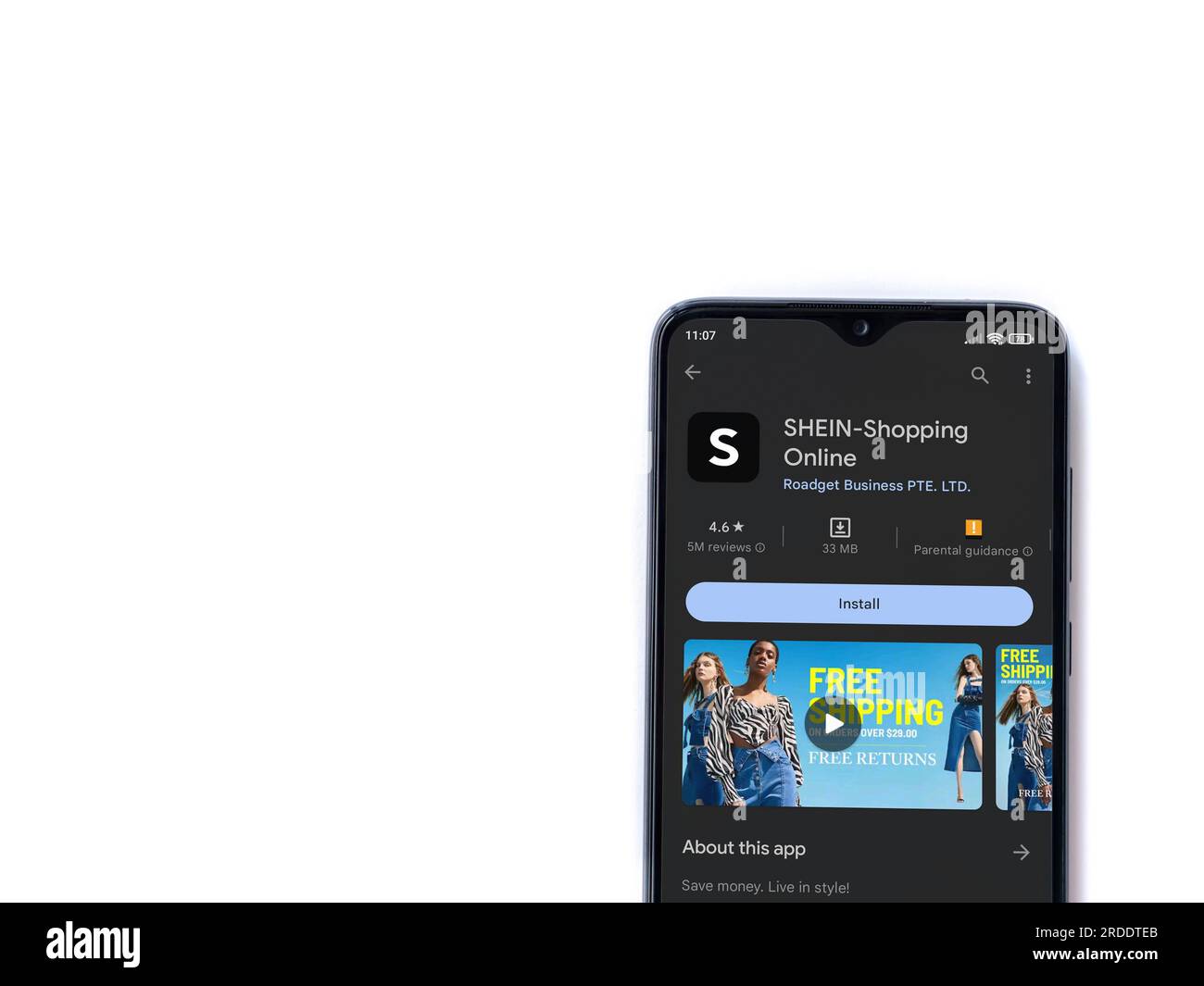 Lod, Israel - July 16,2023: Shein app play store page on smartphone on ...