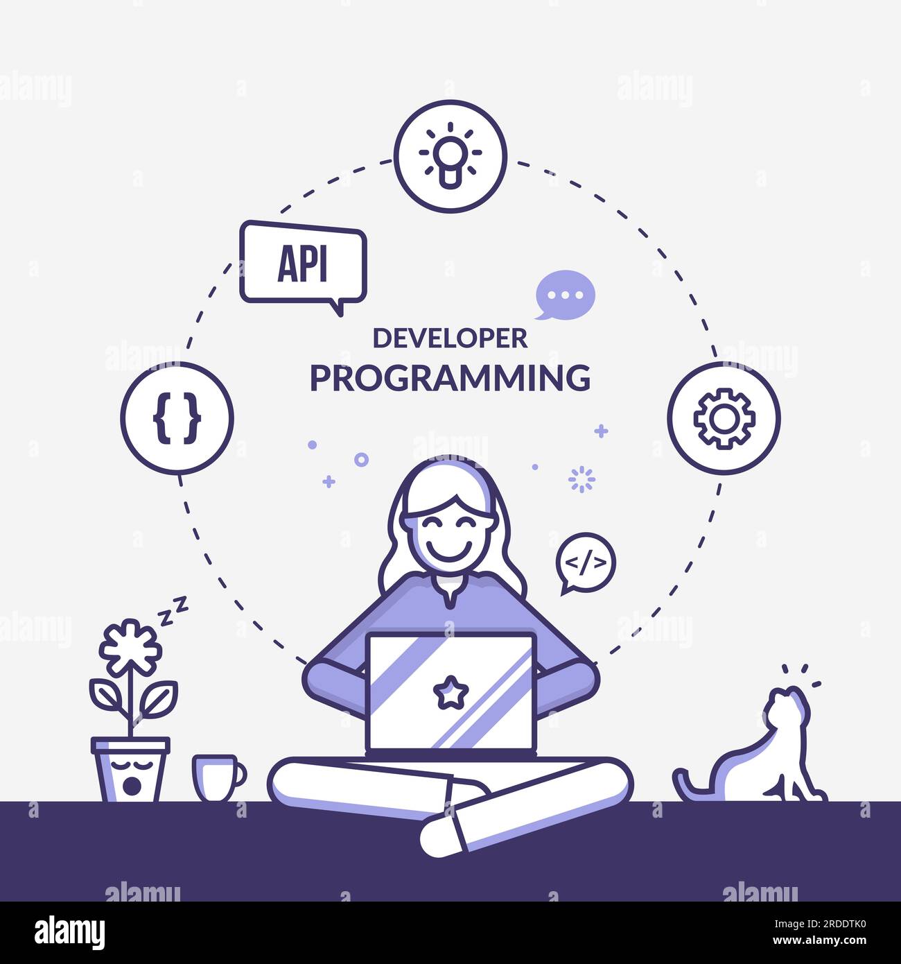 Outline Software Development Illustration Programmer Coding Concept Stock Vector Image And Art