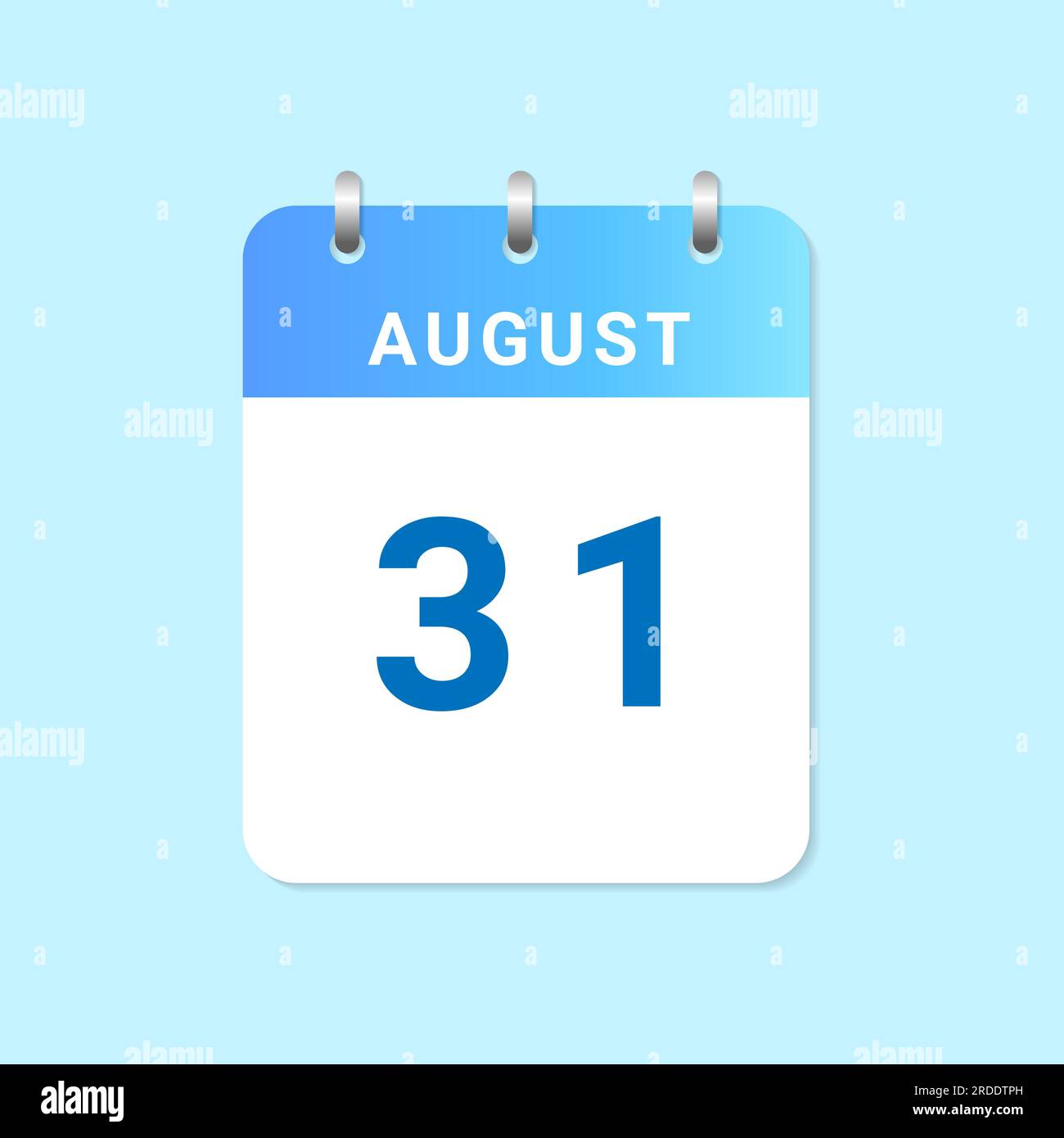 Daily calendar 31st of August month on white paper note. Vector file ...
