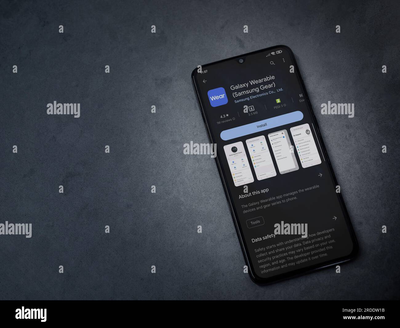 Lod, Israel - July 16,2023: Wear - Galaxy Wearable app play store page ...