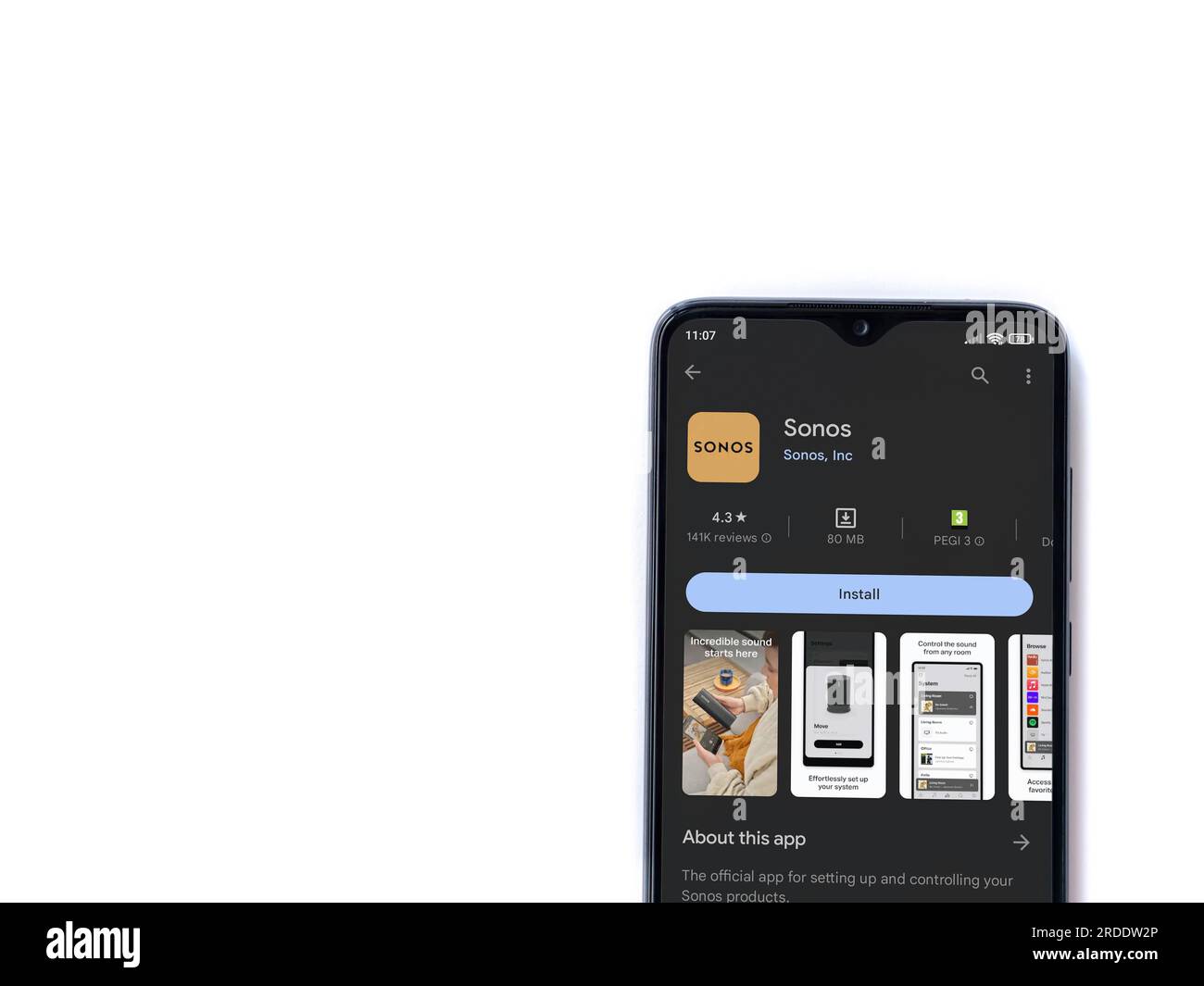 Lod, Israel - July 16,2023: Sonos app play store page on smartphone on ...