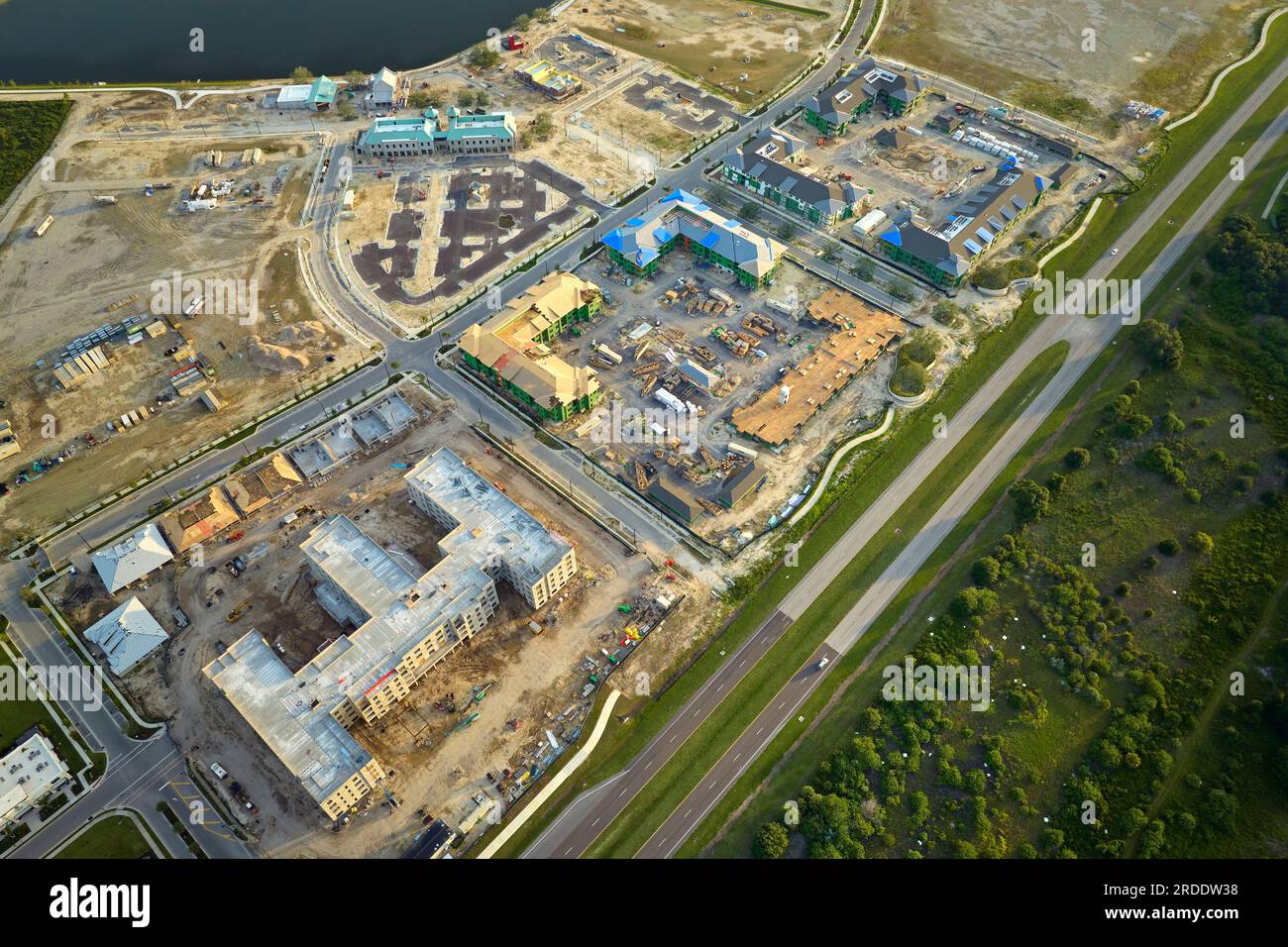 New apartment buildings under construction in american rural area ...