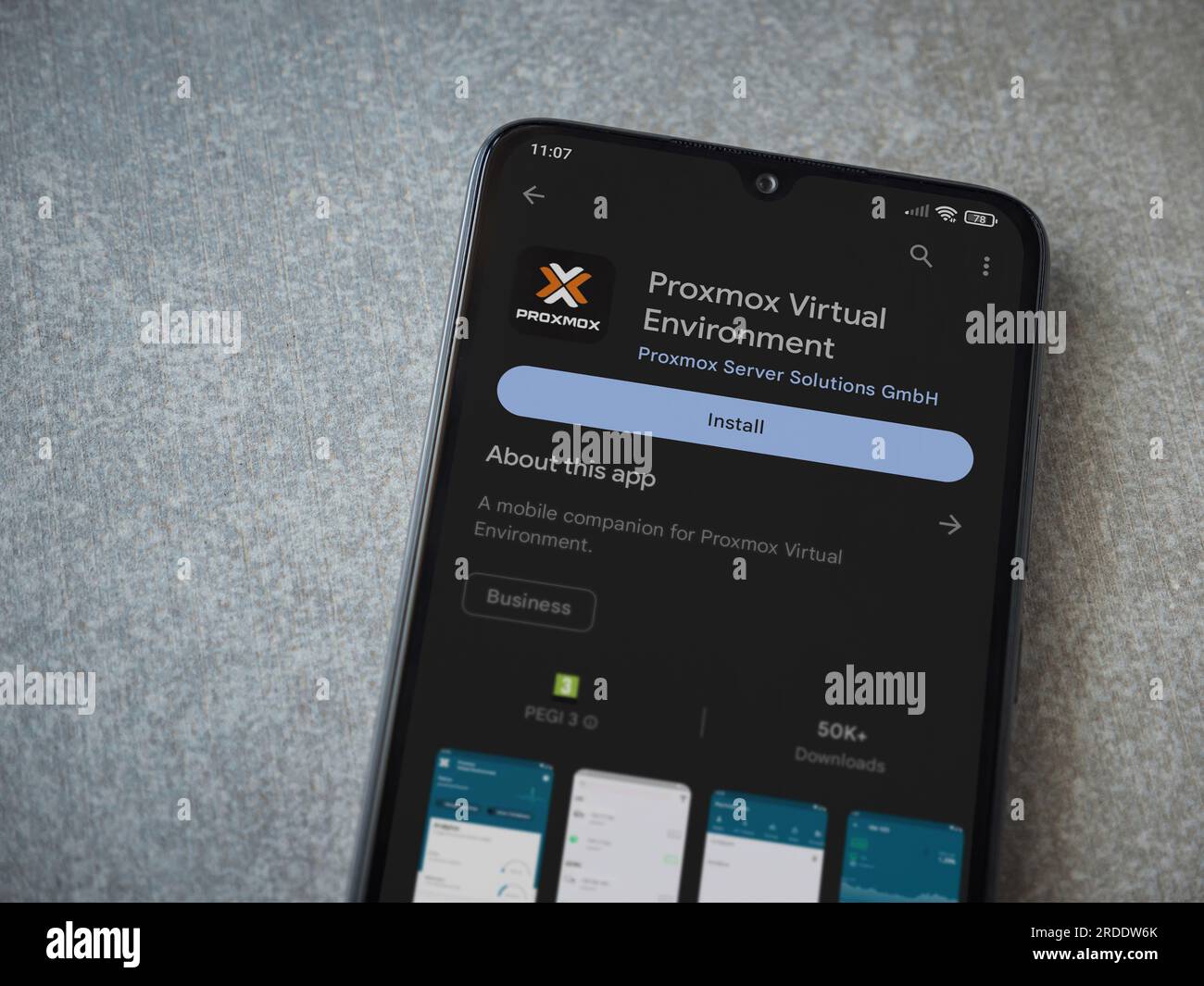 Lod, Israel - July 16,2023: Proxmox Virtual Environment app play store ...