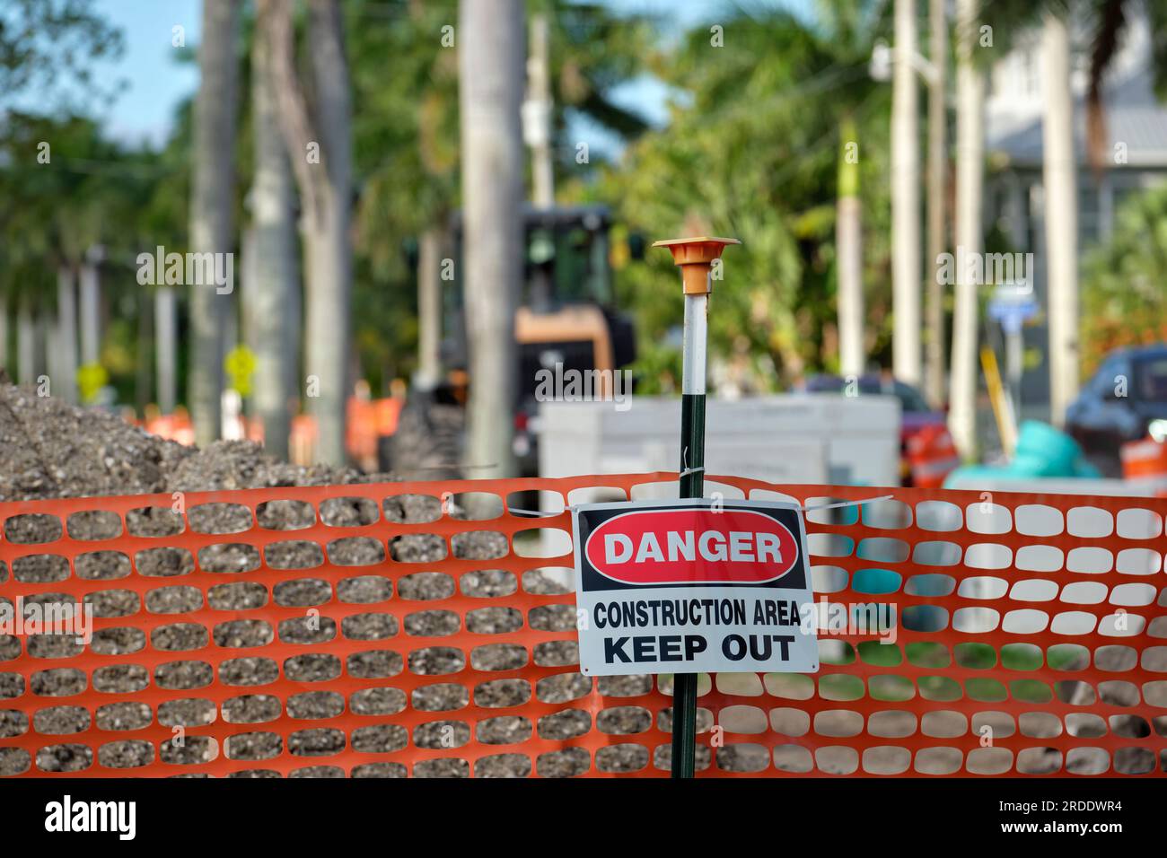 Protective barrier at construction site for safety restriction Stock ...
