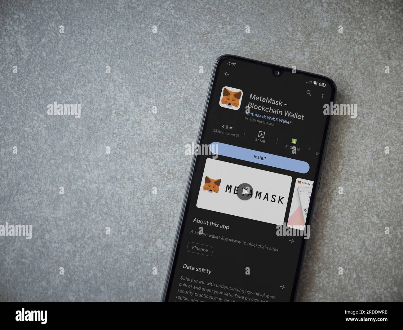 Lod, Israel - July 16,2023: MetaMask app play store page on smartphone ...