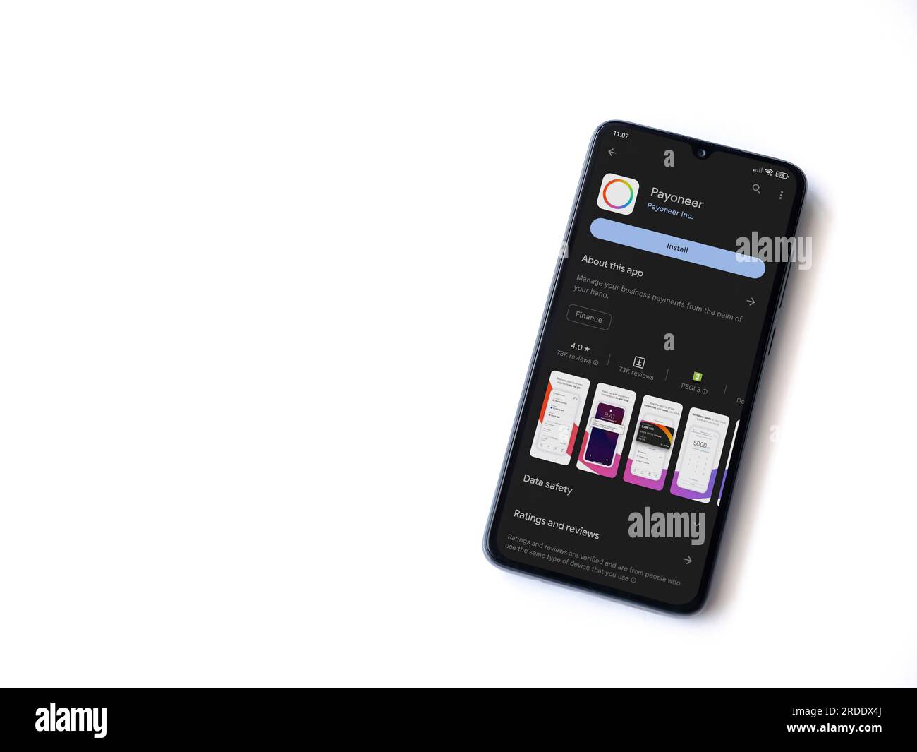 Lod, Israel - July 16,2023: Payoneer app play store page on smartphone ...