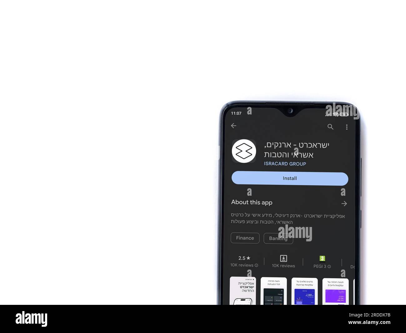 Lod, Israel - July 16,2023: Isracard app play store page on smartphone ...