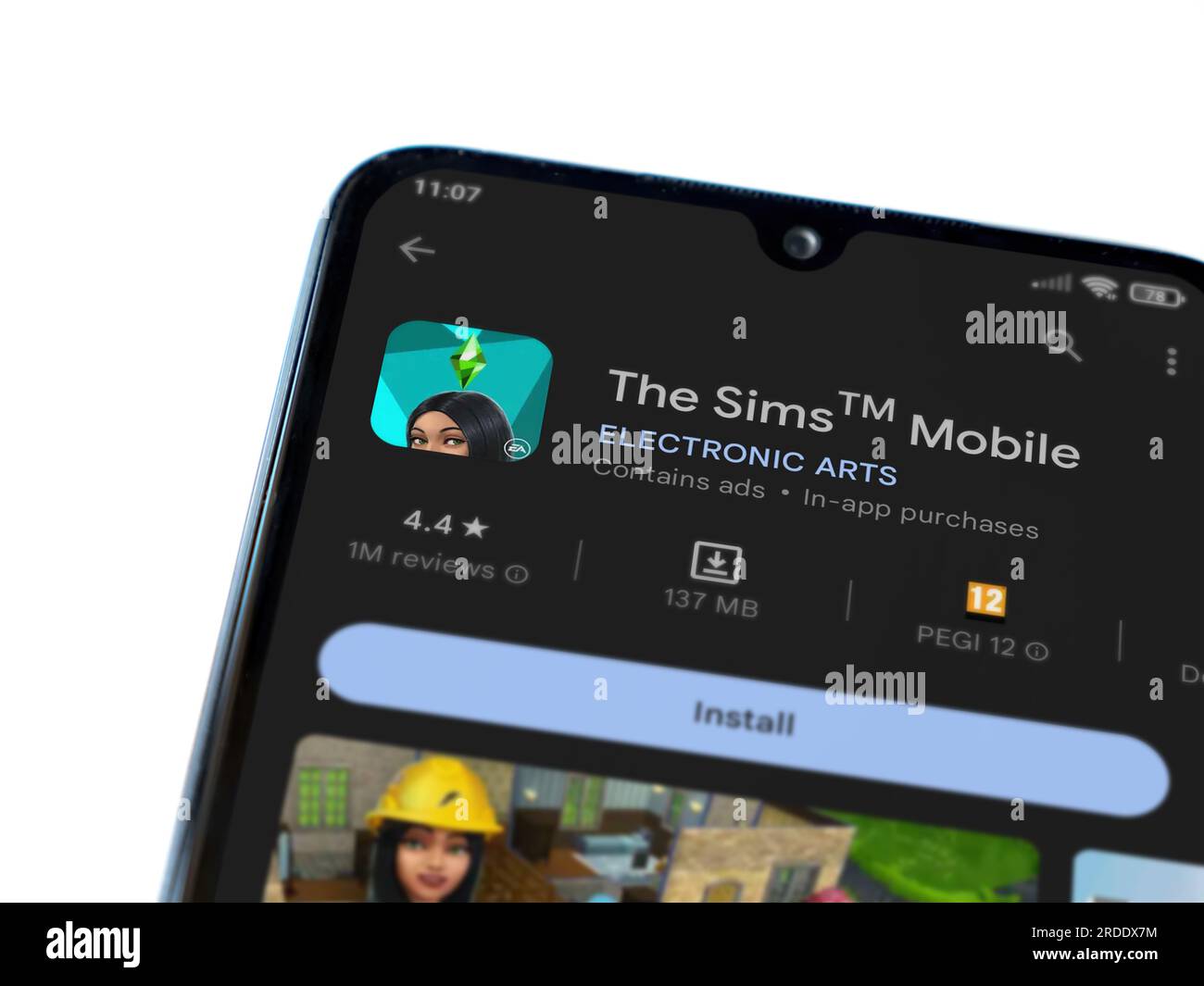 Lod, Israel - July 16,2023: The Sims Mobile app play store page on ...