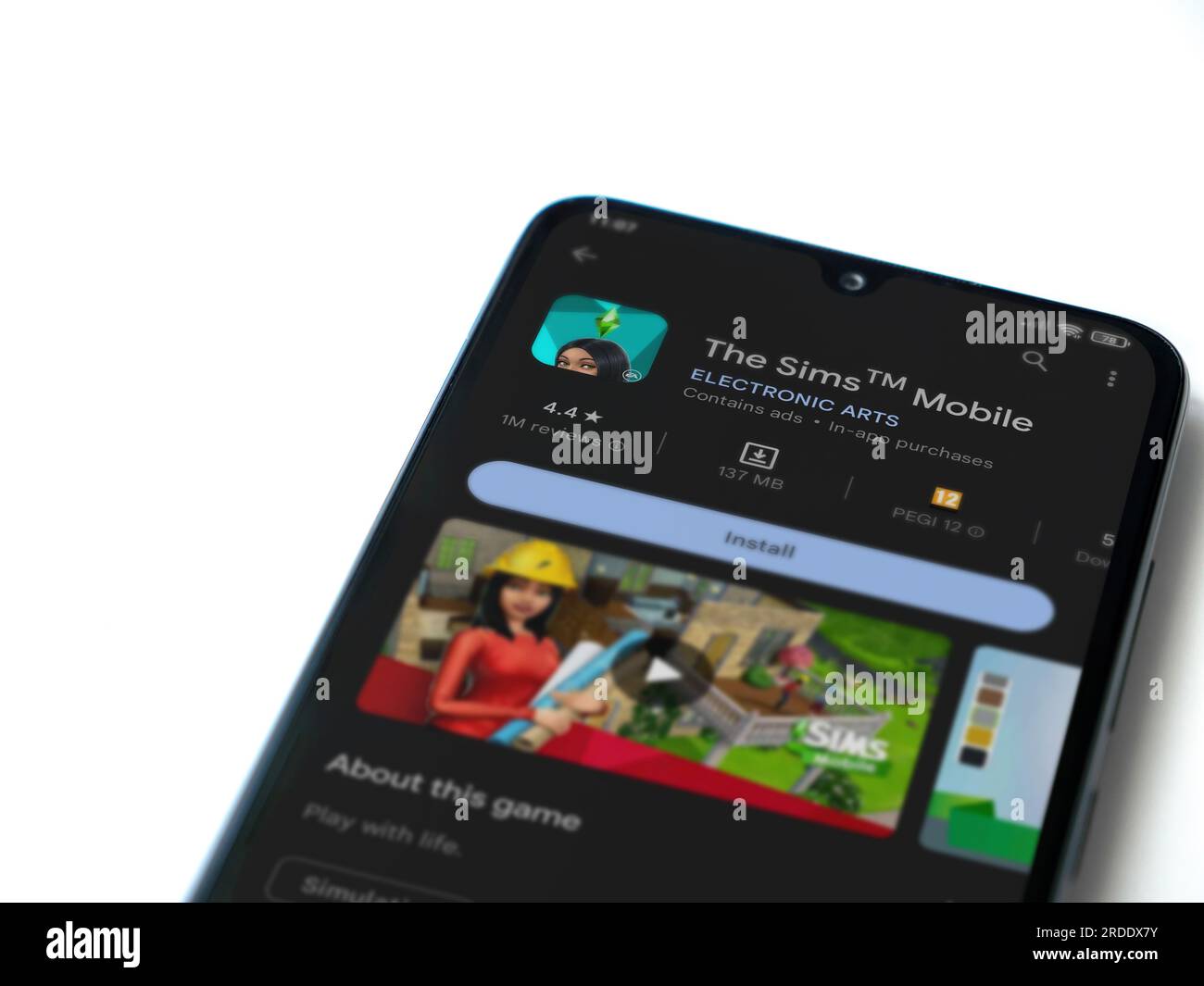 Lod, Israel - July 16,2023: The Sims Mobile app play store page on ...
