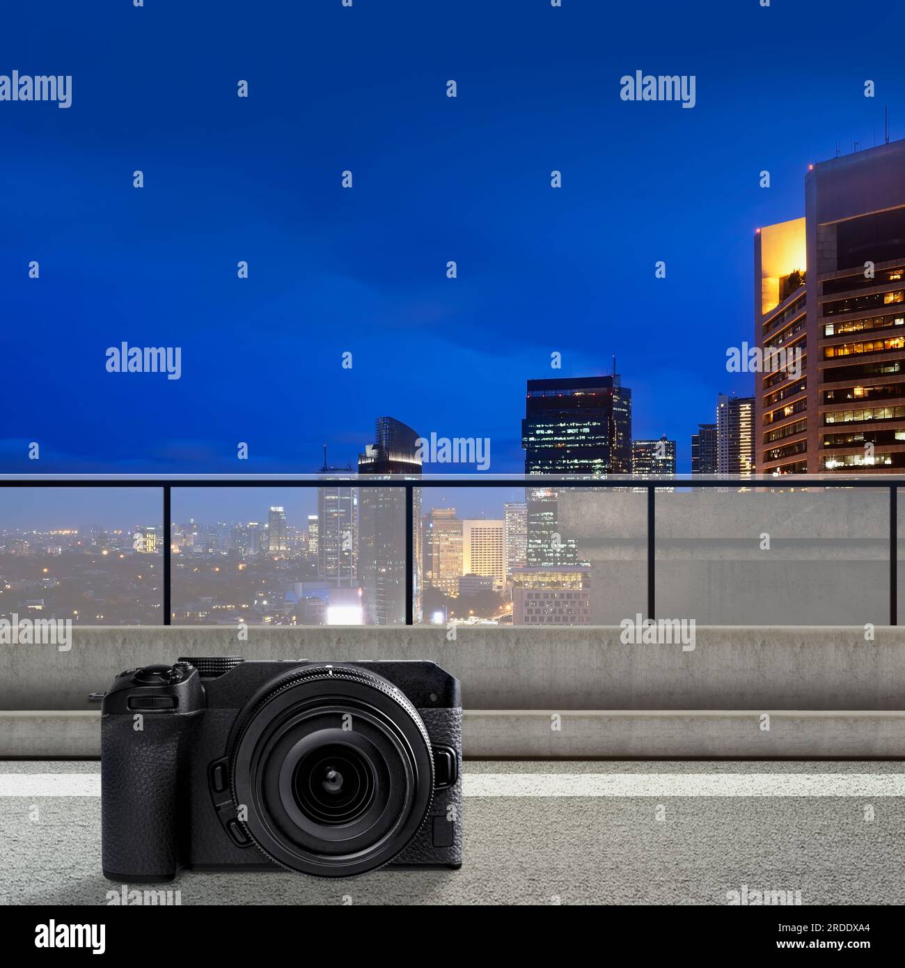 The camera with a night scene background. World Photography Day Stock ...