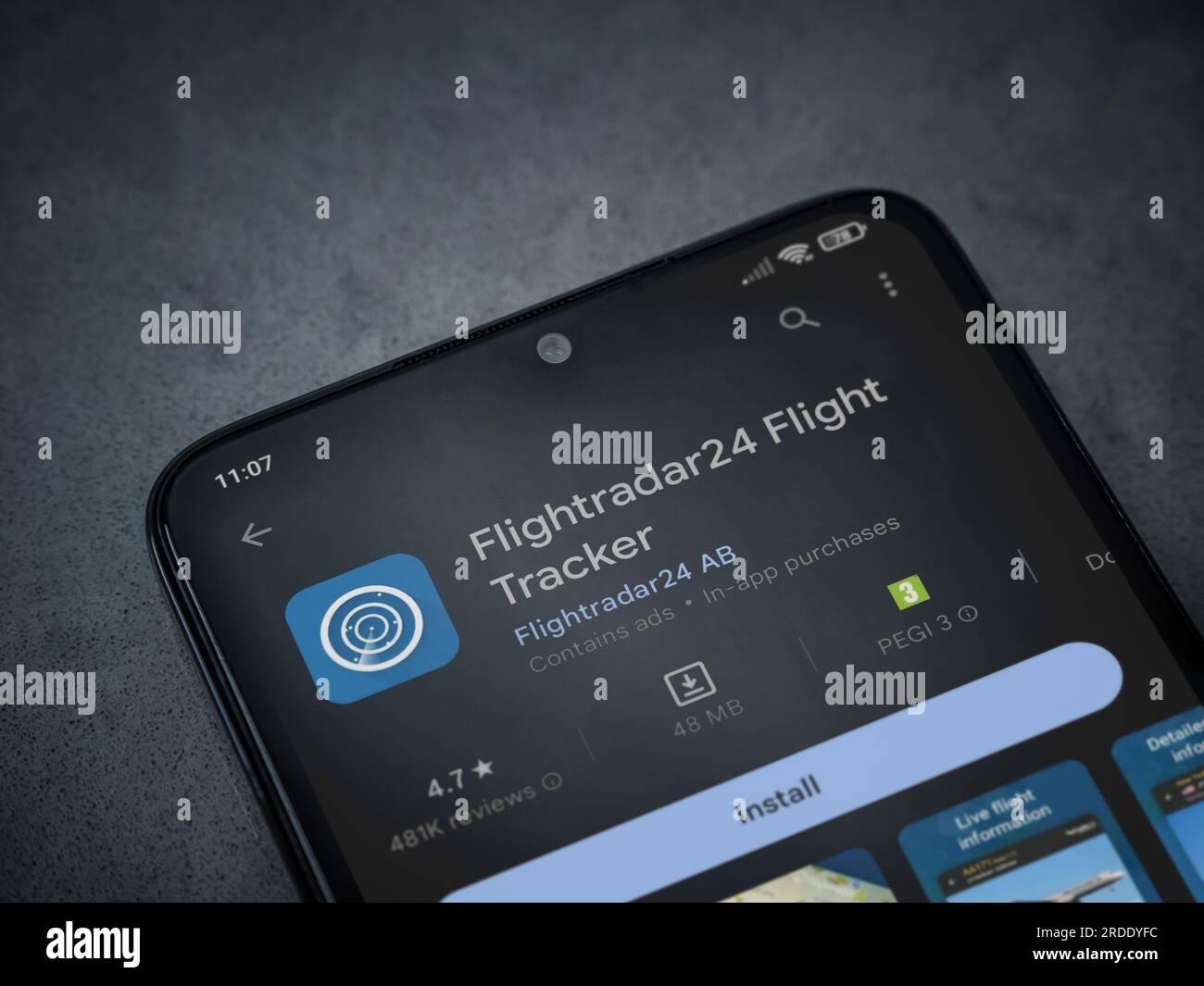 Lod, Israel - July 16,2023: Flightradar24 Flight Tracker app play store ...