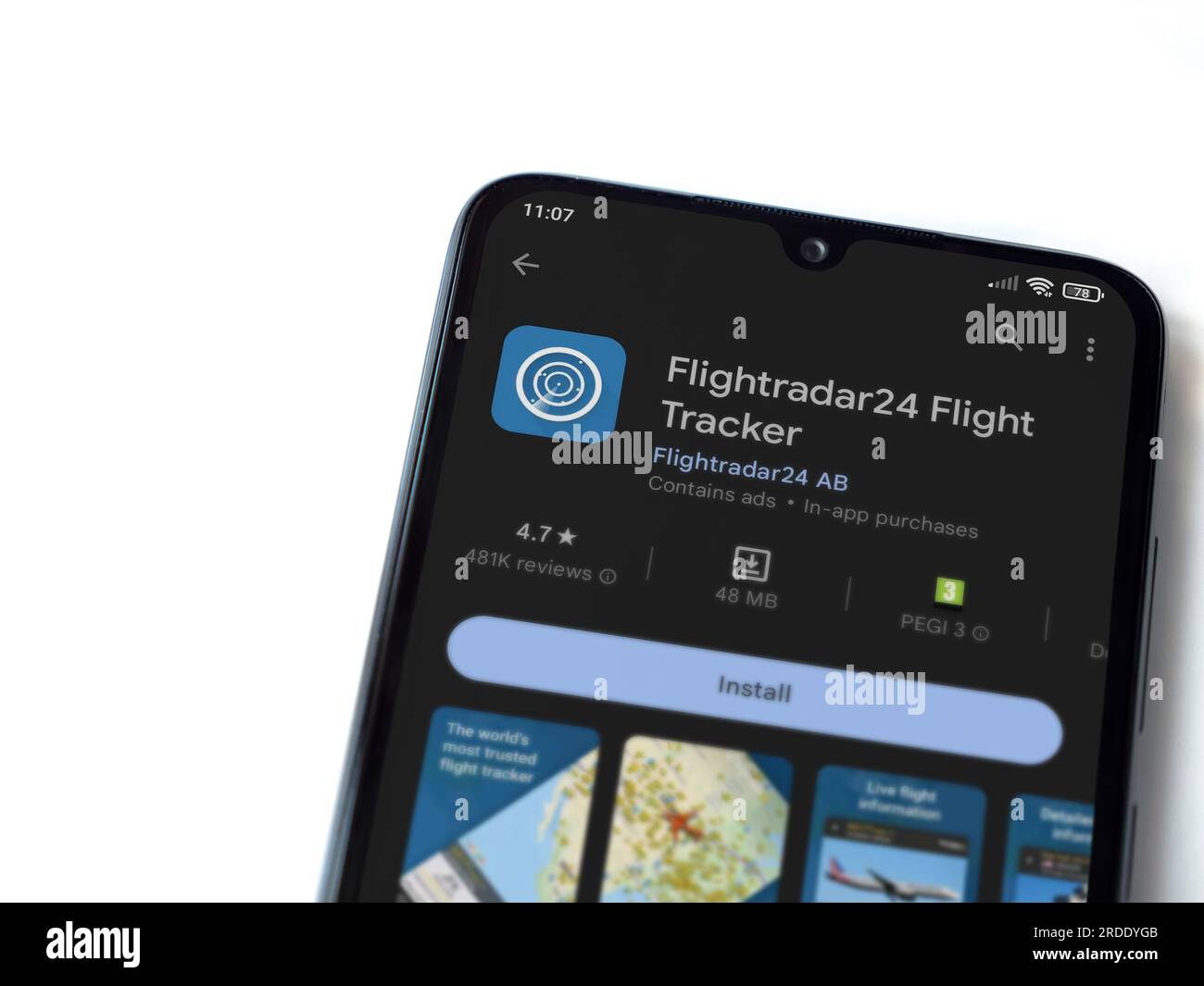 Lod, Israel - July 16,2023: Flightradar24 Flight Tracker app play store ...