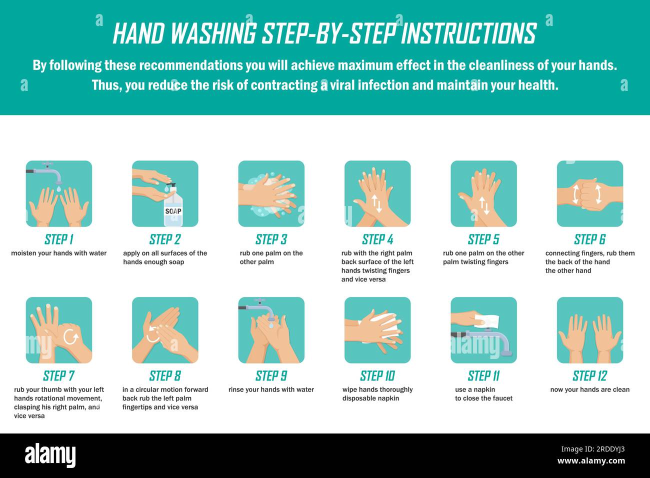 Hand washing steps Stock Vector Images - Alamy