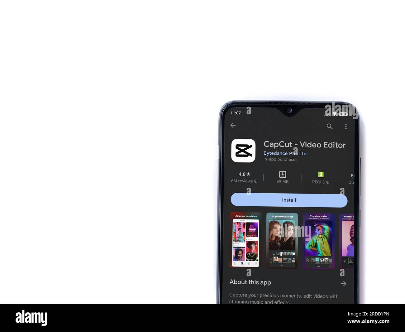 Lod, Israel - July 16,2023: CapCut app play store page on smartphone on white background.. Top ...