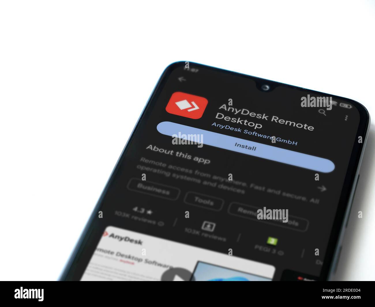 Lod, Israel - July 16,2023: Anydesk app play store page on smartphone ...