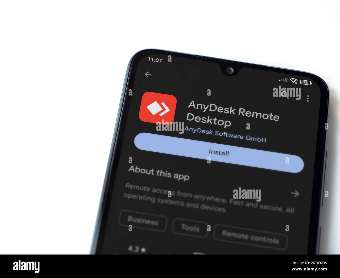 Lod, Israel - July 16,2023: Anydesk app play store page on smartphone ...