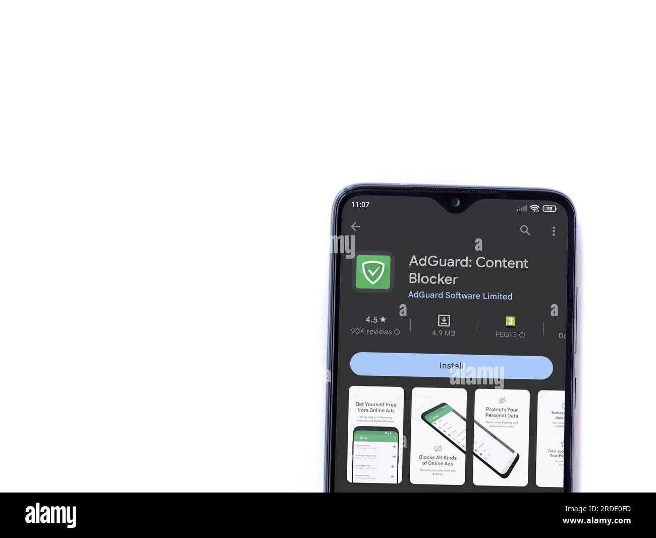 Lod, Israel - July 16,2023: AdGuard app play store page on smartphone ...