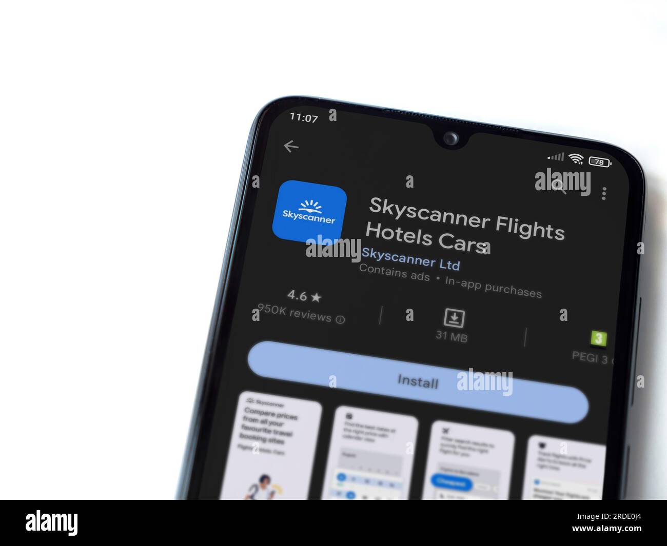 Lod, Israel - July 16,2023: Skyscanner app play store page on ...