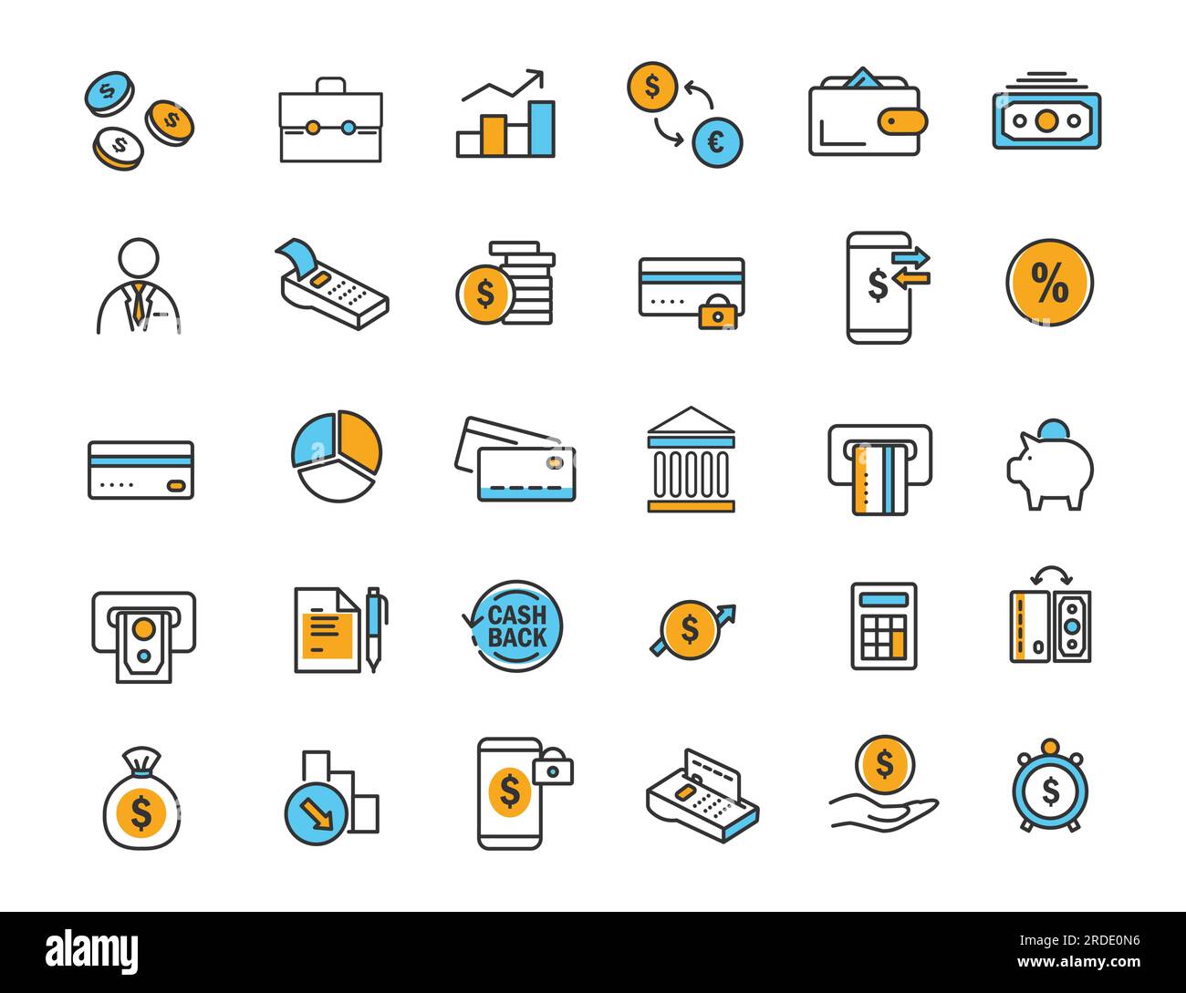 Set of linear banking icons. Finances icons in simple design. Vector ...