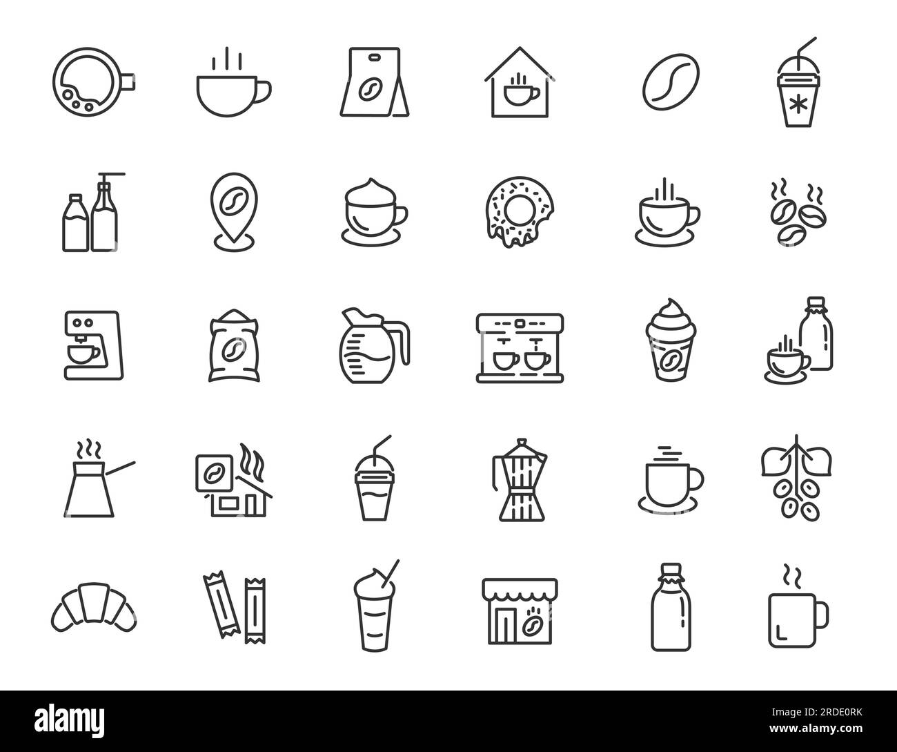 Set Of Linear Coffee House Icons Coffee Drink Icons In Simple Design Vector Illustration Stock