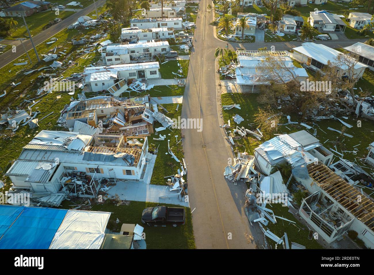 Destroyed by hurricane Ian suburban houses in Florida mobile home ...