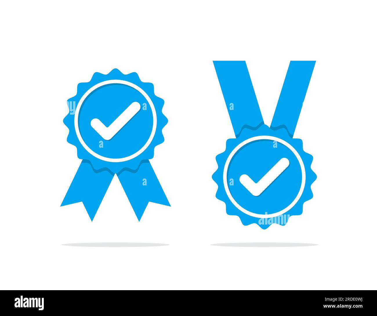 Set of blue profile verification icons. Badges of warranty, approval ...