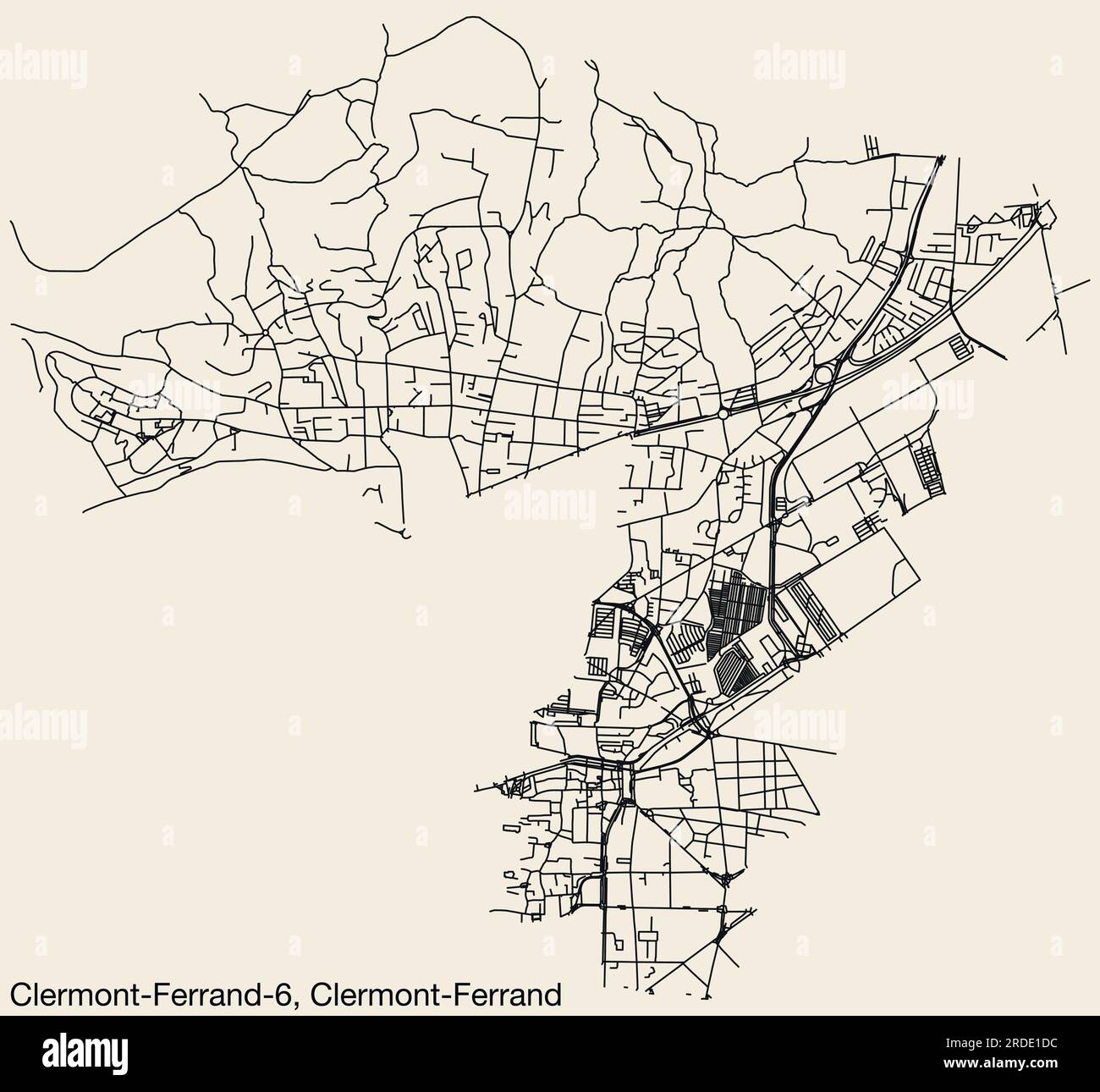 Street roads map of the CLERMONT-FERRAND-6 CANTON, CLERMONT-FERRAND ...