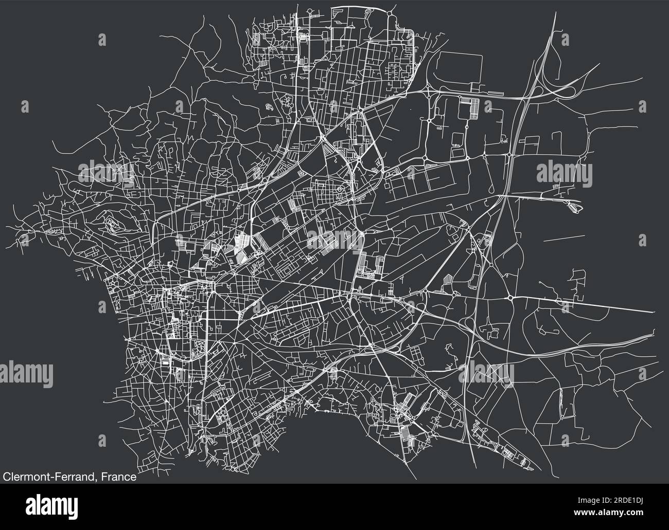 Street roads map of CLERMONT-FERRAND, FRANCE Stock Vector Image & Art ...