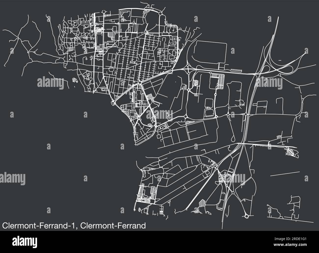 Street roads map of the CLERMONT-FERRAND-1 CANTON, CLERMONT-FERRAND ...