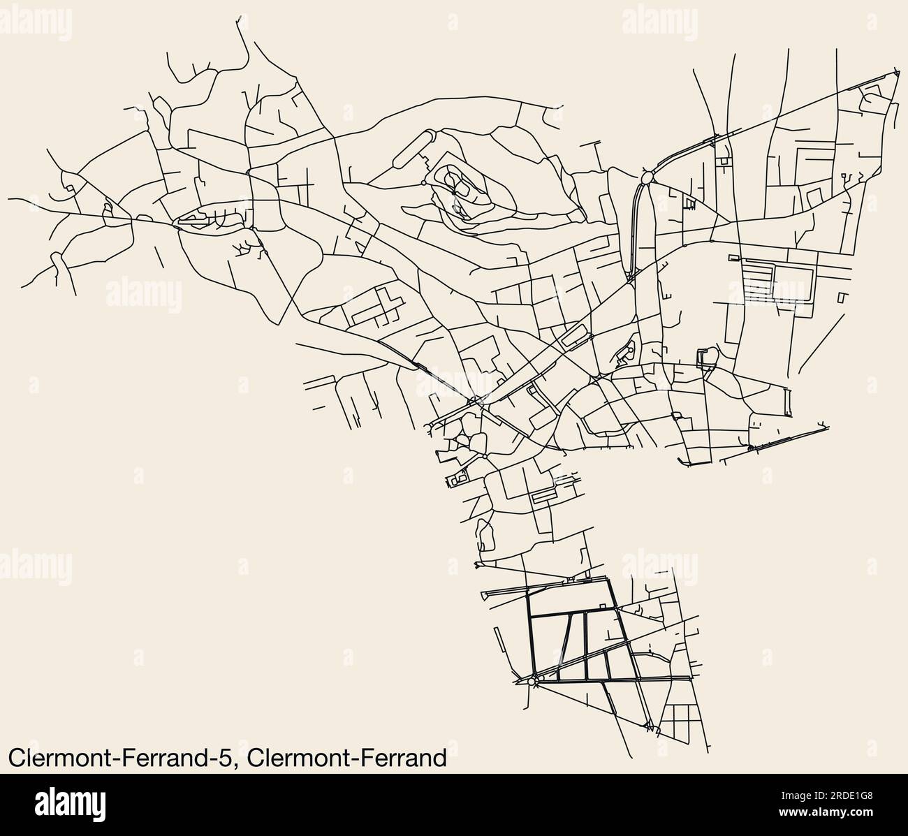 Street roads map of the CLERMONT-FERRAND-5 CANTON, CLERMONT-FERRAND ...