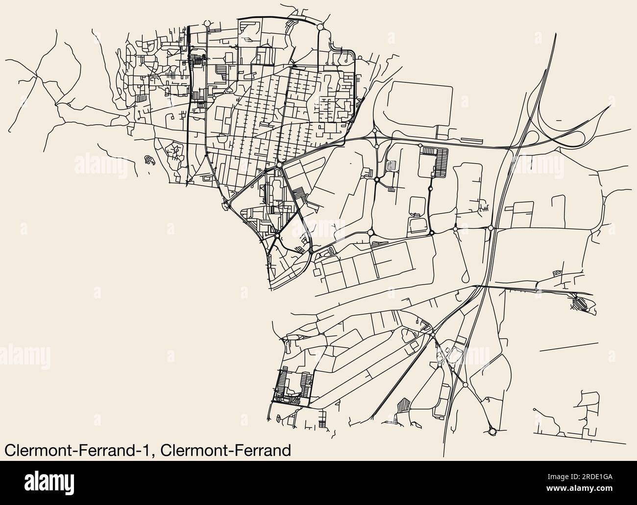 Street roads map of the CLERMONT-FERRAND-1 CANTON, CLERMONT-FERRAND ...