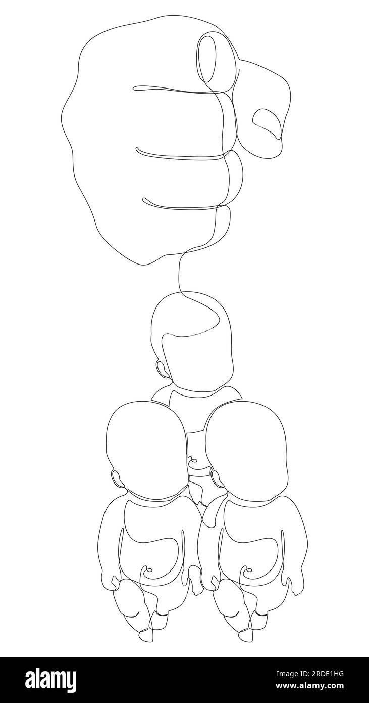 One continuous line of hand with baby. Thin Line Illustration vector ...