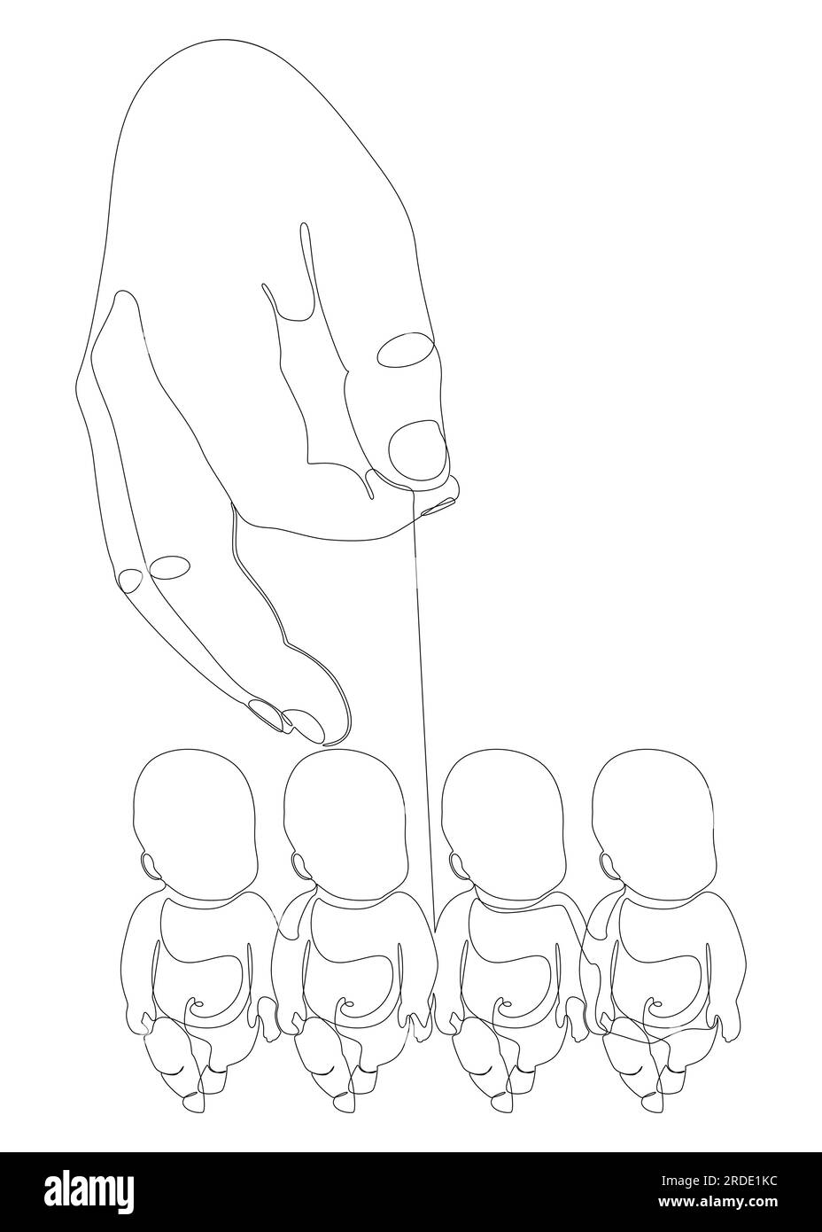 One continuous line of hand with baby. Thin Line Illustration vector ...