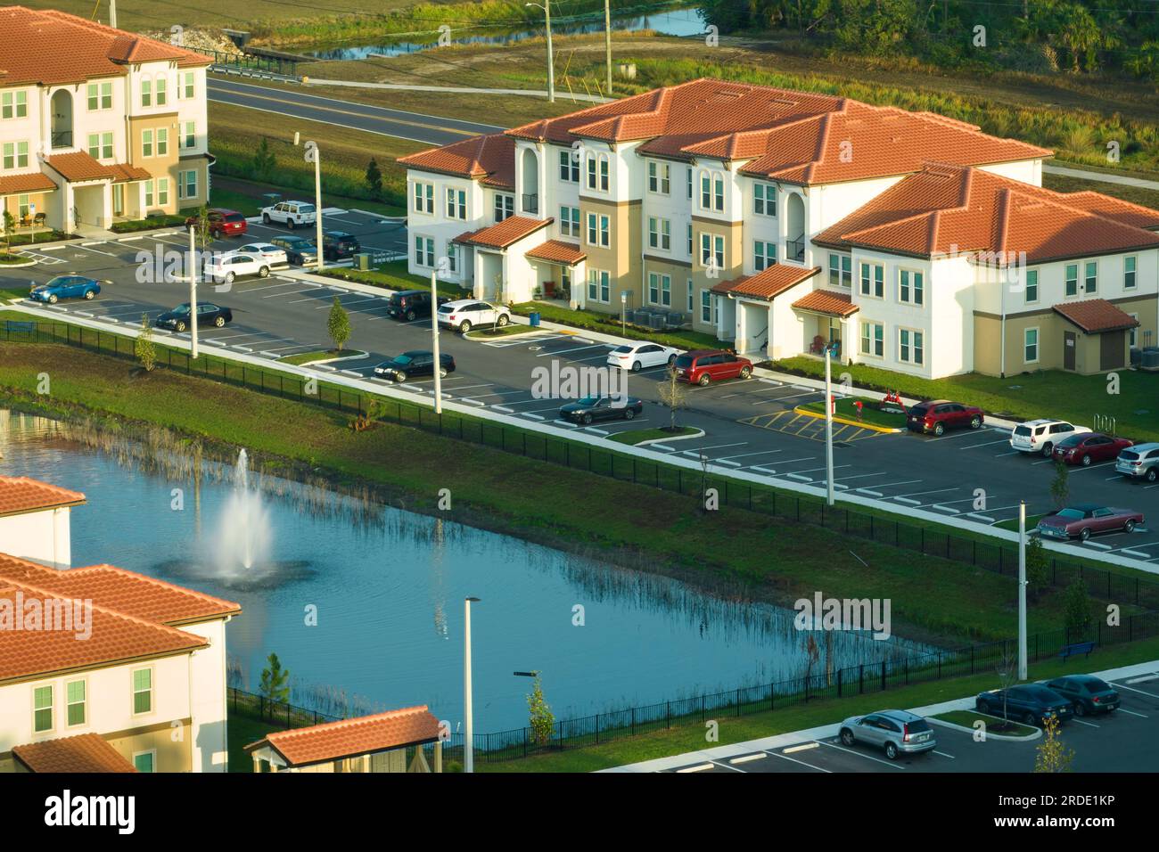View from above of apartment residential condos in Florida suburban ...