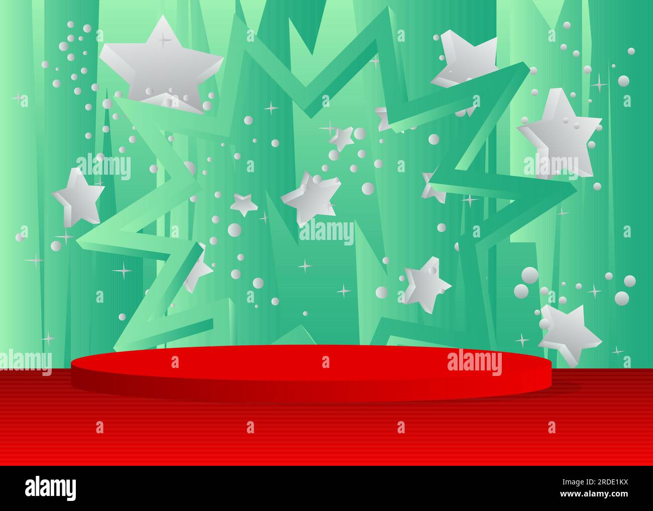 Abstract white, red and turquoise stage showcase. Vector mockup product ...