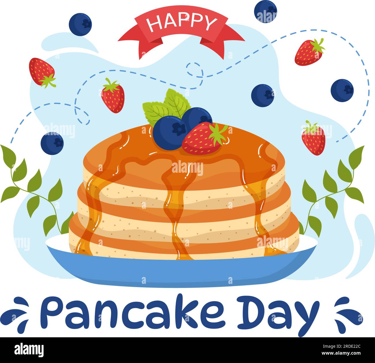 Pancake Day Vector Illustration a Plate of Pancakes Topped with Syrup ...