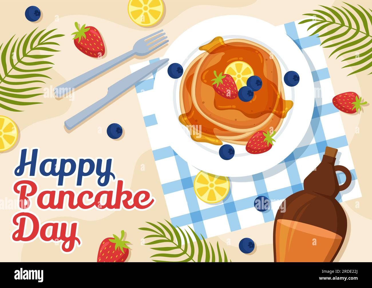 Pancake Day Vector Illustration a Plate of Pancakes Topped with Syrup ...